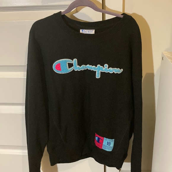 Champion | Sweaters | Champion Sweatshirt Jock Tag Reverse Weave Black ...